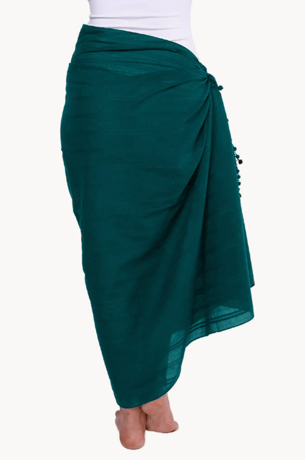 Capriosca Cotton Long Sarong Teal | Swimwear Galore AU