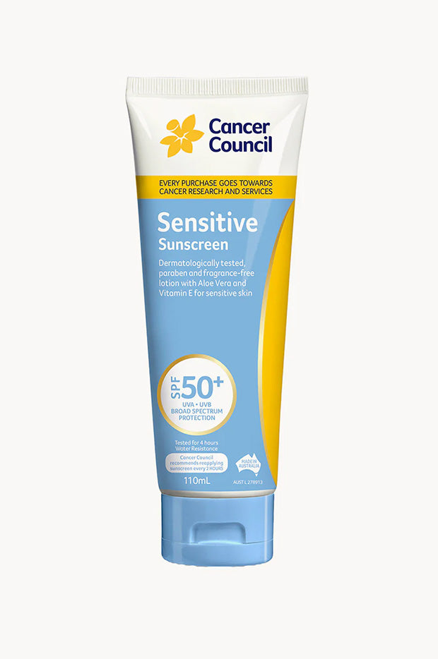 Cancer Council Australia - Sensitive Sunscreen 50+ 110ml | Swimwear ...