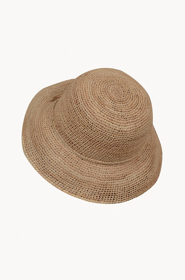 Cherry Red - Raffia Bucket Hat - Natural | Swimwear Galore AU