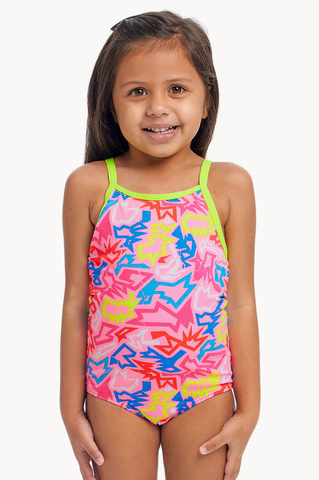 Funkita Girls Rock Star One Piece Pink Multi Swimwear Galore Au