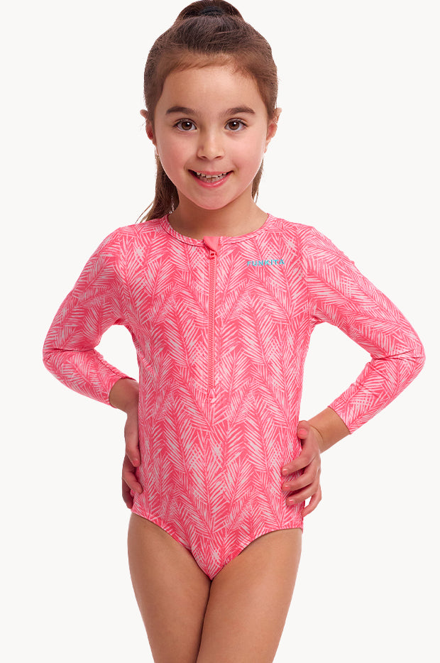 Funkita - Girls Sweet Releaf Sunsuit - Pink/White | Swimwear Galore AU