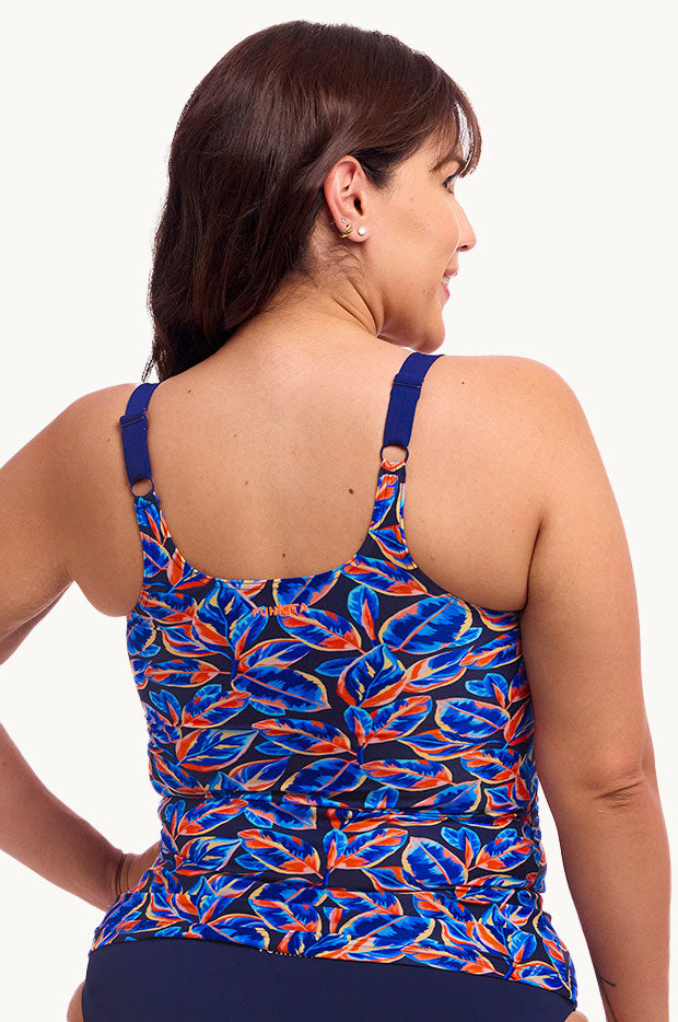 Funkita - Leaf Blower Scoop Neck Tankini Separate - Navy/Orange