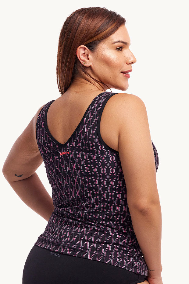 Funkita - Curvy Queen DD/E Cup Zip Front Tankini Separate - Black/Pink