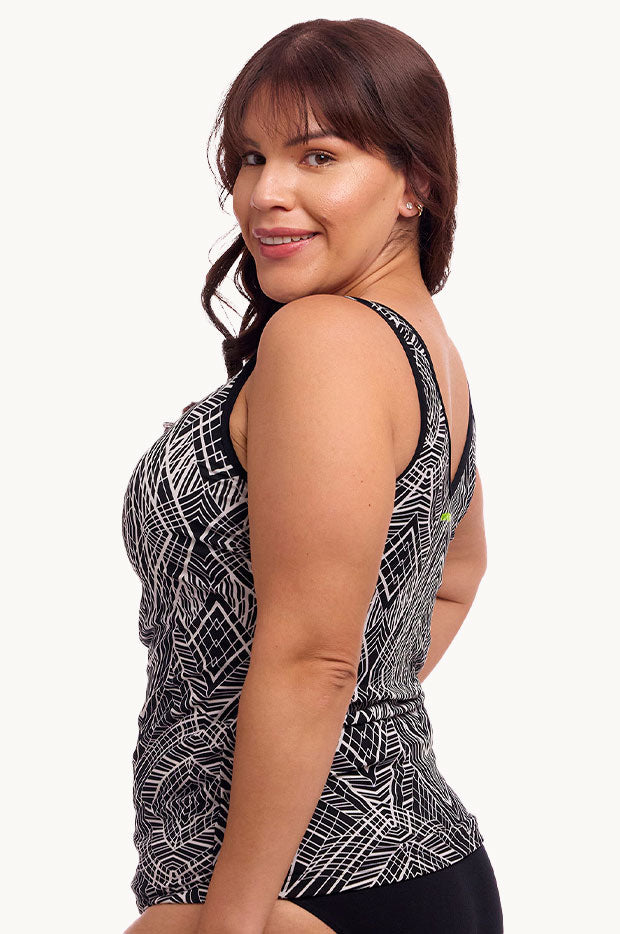 Funkita - Space Signals DD/E Cup Zip Tankini Separate - Black/White