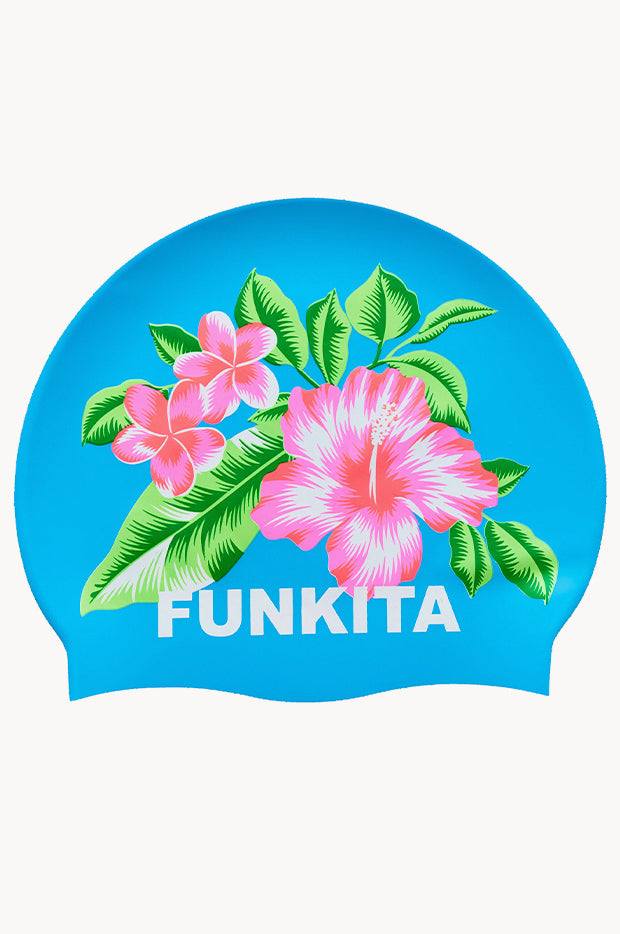 Funkita - Blue Hawaii Swim Cap - Blue/Multi | Swimwear Galore AU