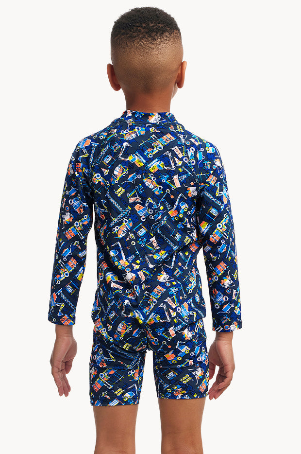 Funky Trunks - Toddler Boys Can We Build It Sunsuit - Navy | Swimwear ...