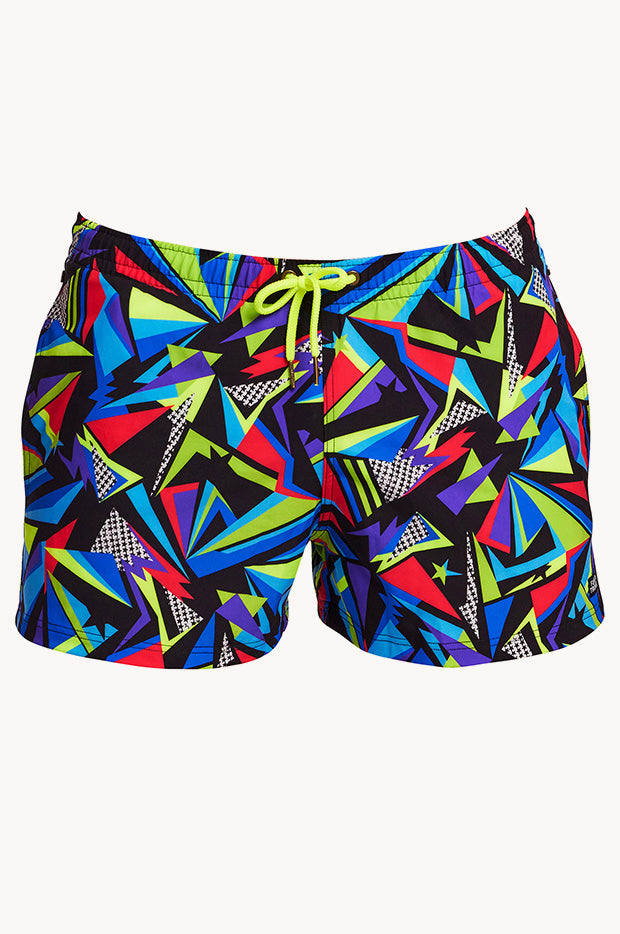 Funky Trunks - Mens Beat It Shorty Short - Black/Multi | Swimwear Galore AU