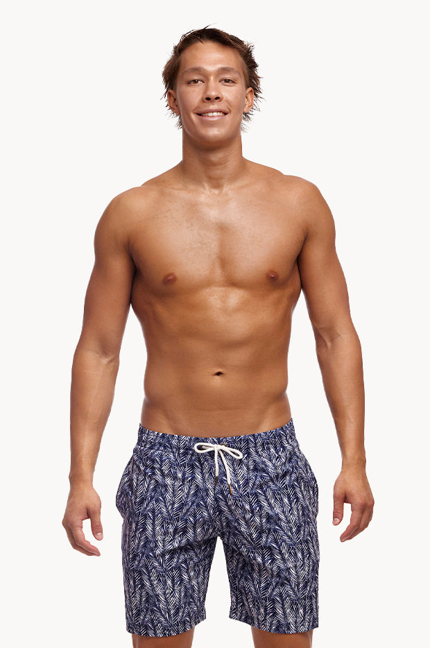 Funky Trunks - Mens Pressure Palm Long Johnny Short - Navy/White