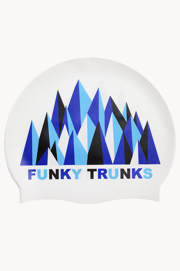 Funky Trunks - Polar Caps Swim Cap - White/Blue | Swimwear Galore AU