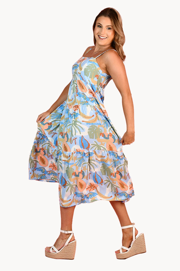 Go Girl - Paraiso Ellie Midi Dress - Blue | Swimwear Galore AU
