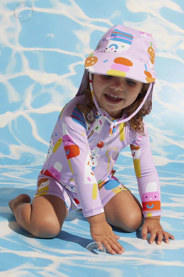 Halcyon Nights - Toddler Girls Sundae Fun Day Swim Hat - Lilac