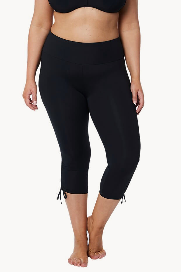 Jantzen - Plain Capri Tie Side Swim Pant - Black | Swimwear Galore AU