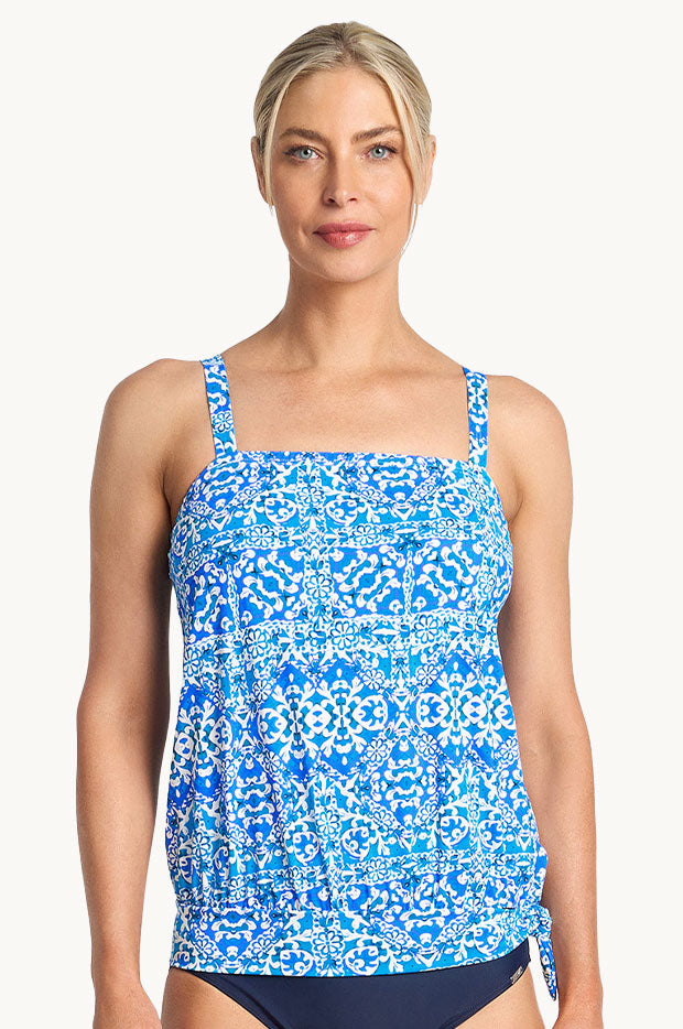 Jantzen - Bazaar Bandeau Blouson Tankini Separate - Blue | Swimwear ...