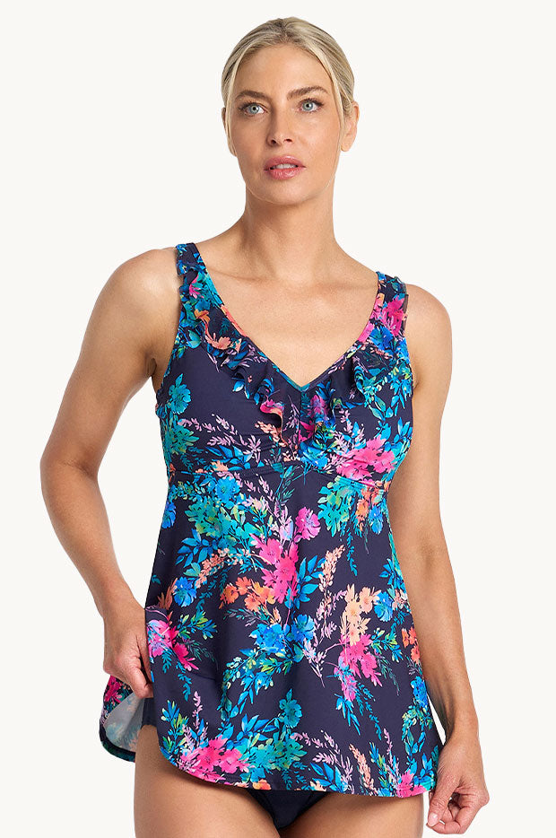 Jantzen - Fresia DD/E Cup Mesh Frill Tankini Separate - Navy
