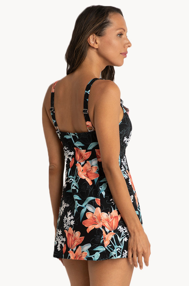Jantzen Lily Garden Ruffle Swim Dress Black | Swimwear Galore AU