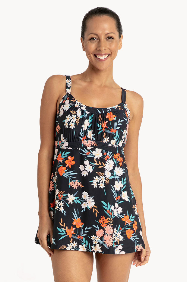 Jantzen - Floral Empire Swim Dress One Piece - Navy | Swimwear Galore AU