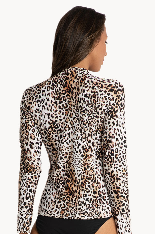 Jantzen - Wild Long Sleeve Zip Front Suntop - Animal | Swimwear Galore US