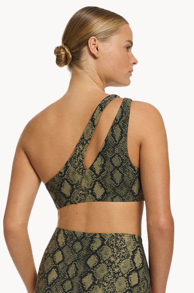 Jets - Python Splice One Shoulder Top - Olive | Swimwear Galore AU