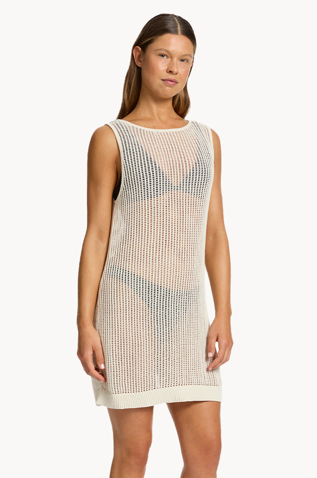 Jets - Knit Mini Dress - Cream | Swimwear Galore AU