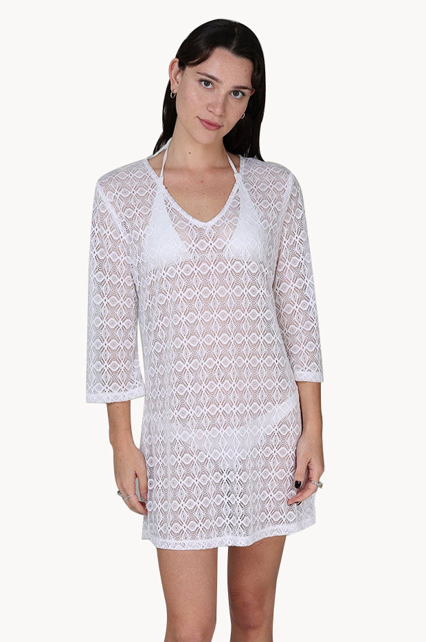 J.valdi - Diamante V Neck Tunic - White | Swimwear Galore AU