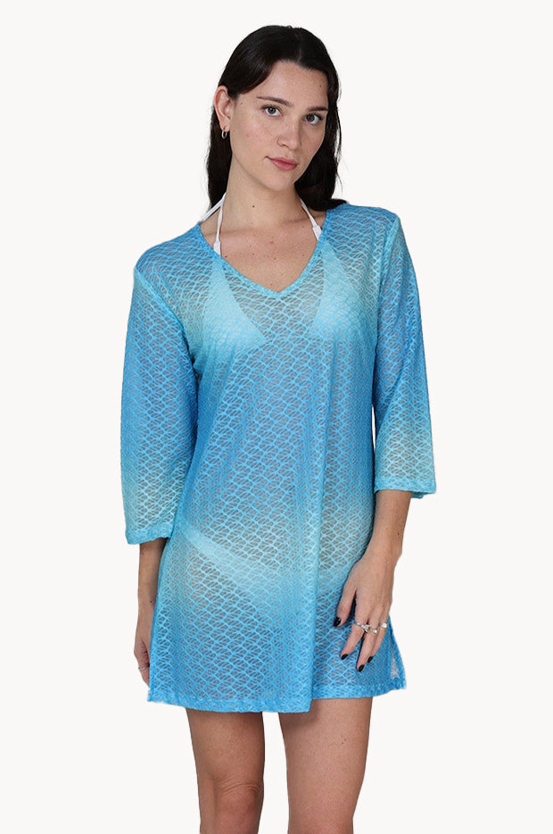 J.valdi - Escala Ombre V Neck Tunic - Blue/Aqua | Swimwear Galore AU