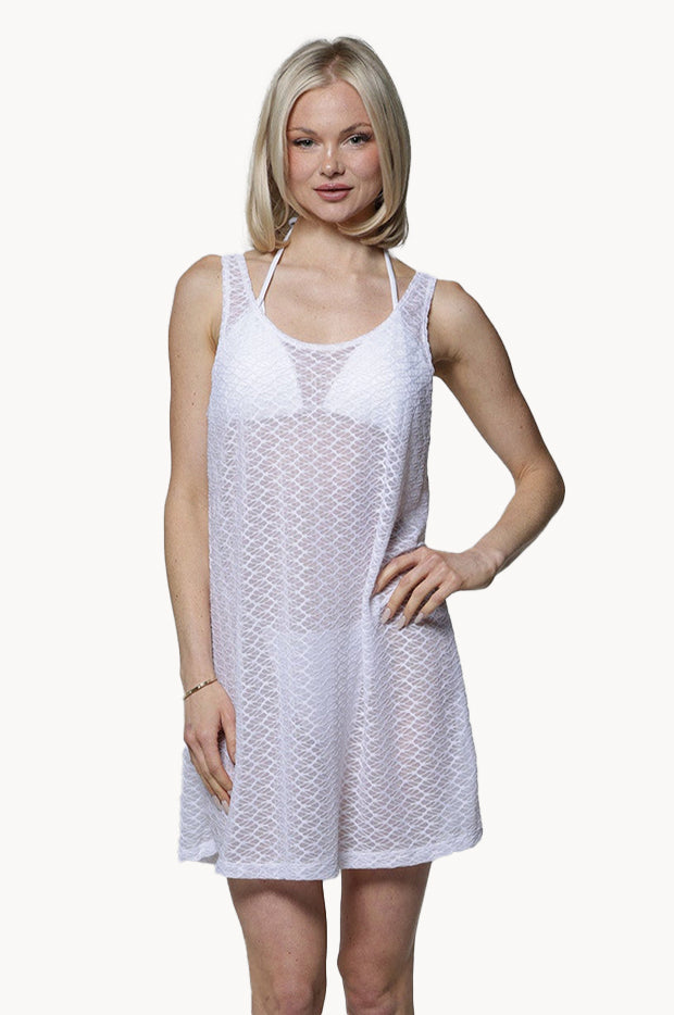 J.valdi - Escala Lattice Back Dress - White | Swimwear Galore AU