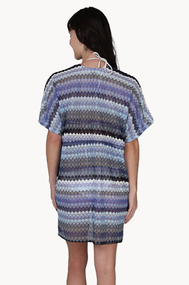 J.valdi - Praia Drawstring Kimono - Blue/Multi | Swimwear Galore AU
