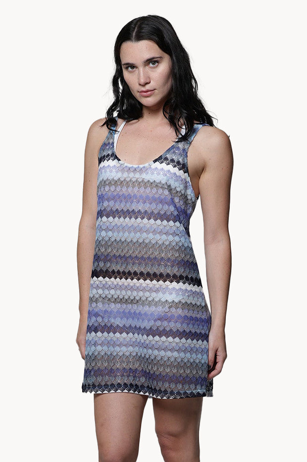 J.valdi - Praia Scoop Neck Tank Dress - Blue/Multi | Swimwear Galore AU