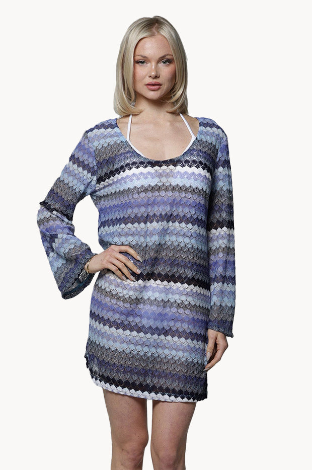 J.valdi - Praia Bell Sleeve Tunic - Blue/Multi | Swimwear Galore AU