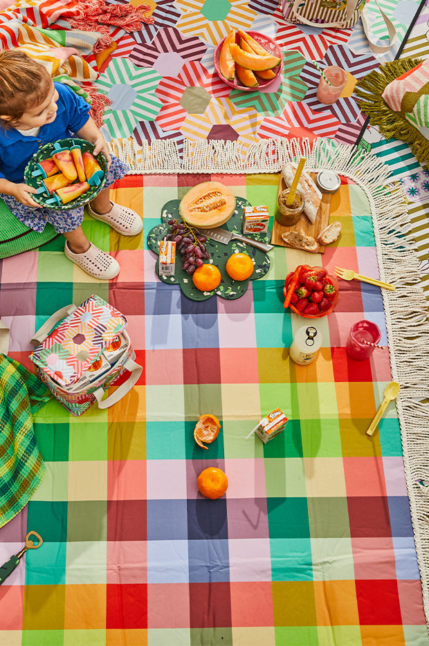 Kollab - Aida Fringed Picnic Mat - Multi | Swimwear Galore AU