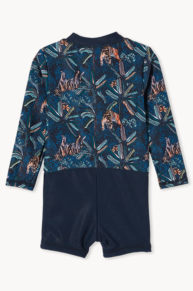 Milky - Toddler Boys Tiger Palm Long Sleeve Sunsuit - Jungle