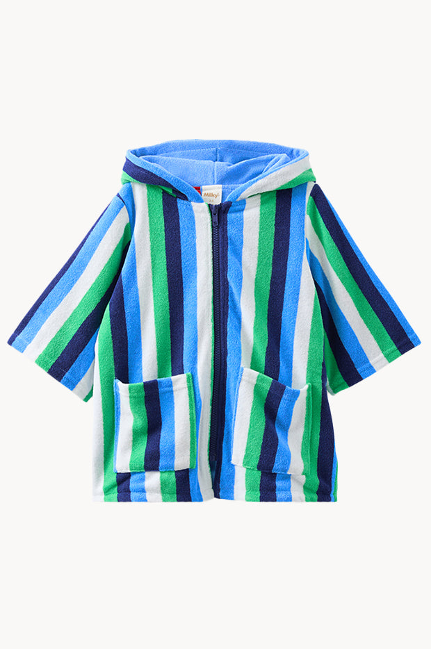Milky - Boys Stripe Terry Towel Cover Up - Green/Blue | Swimwear Galore AU
