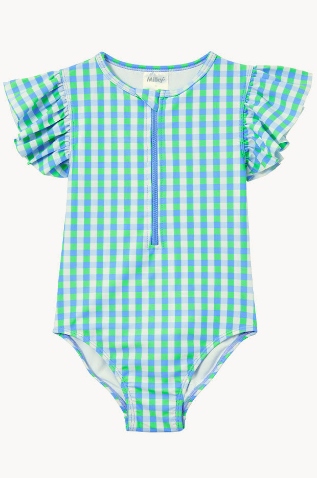 Girls Blue Gingham Sunsuit – Swimwear Galore