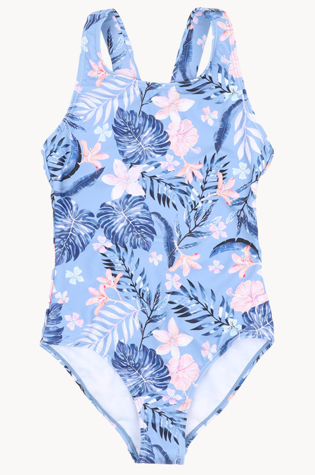 Minihaha - Girls Skyler One Piece - Blue/Coral | Swimwear Galore AU