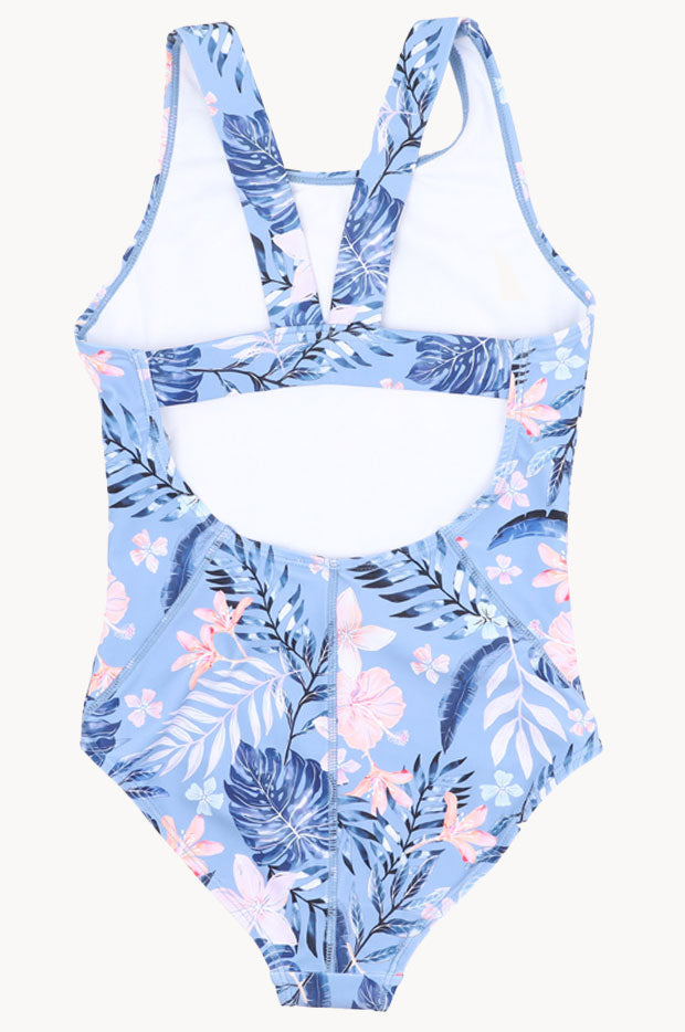 Minihaha - Girls Skyler One Piece - Blue/Coral | Swimwear Galore AU