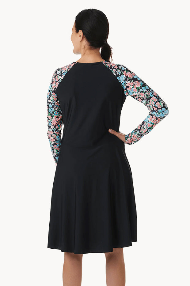 Modest Mermaid - Floral Swim Dress - Black/Multi | Swimwear Galore US