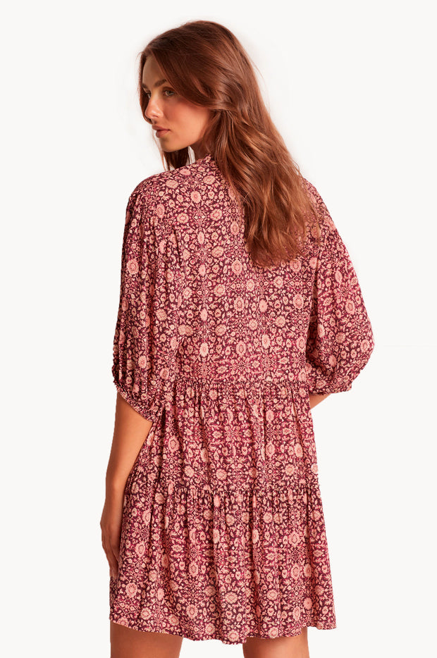 Monte & Lou Kara Boho Tiered Mini Dress Multi | Swimwear Galore US