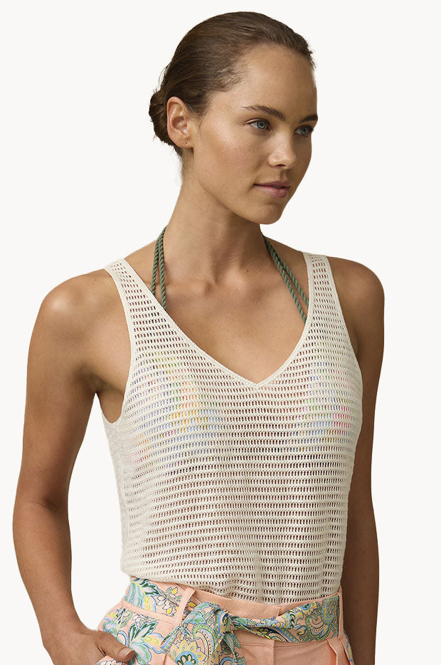 Monte & Lou - Crochet Singlet - Natural | Swimwear Galore AU