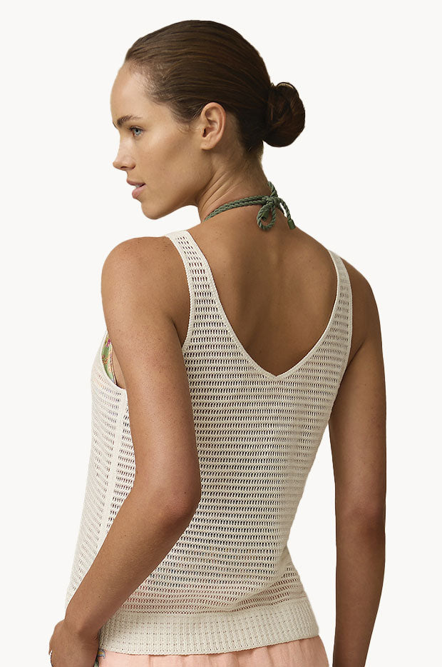 Monte & Lou - Crochet Singlet - Natural | Swimwear Galore AU