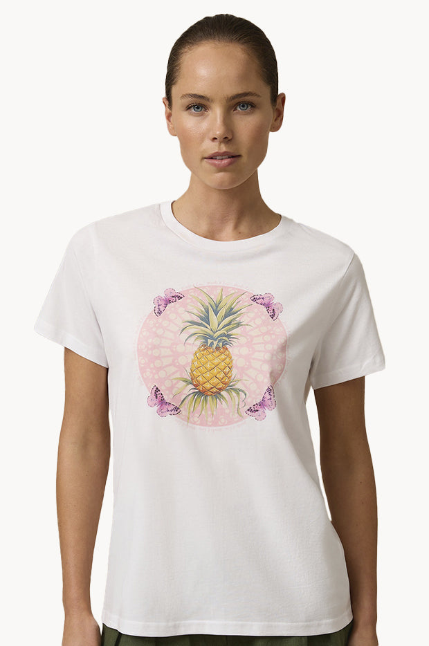 Monte & Lou - Simi Pineapple Tee - White | Swimwear Galore AU