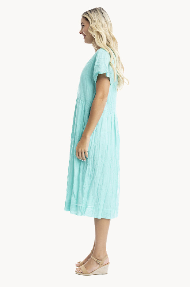 Orientique - Essentials Cotton Gauze Peak Dress - Aqua | Swimwear Galore AU