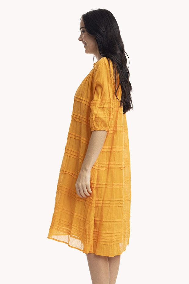 Orientique - Essentials Cotton Gauze Pleated Dress - Orange | Swimwear ...
