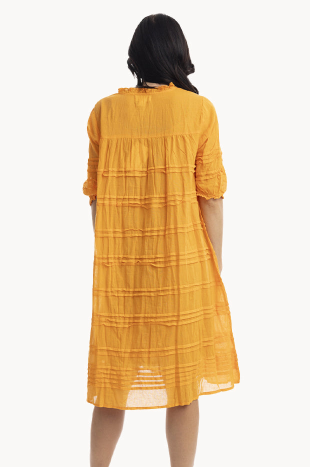 Orientique - Essentials Cotton Gauze Pleated Dress - Orange | Swimwear ...