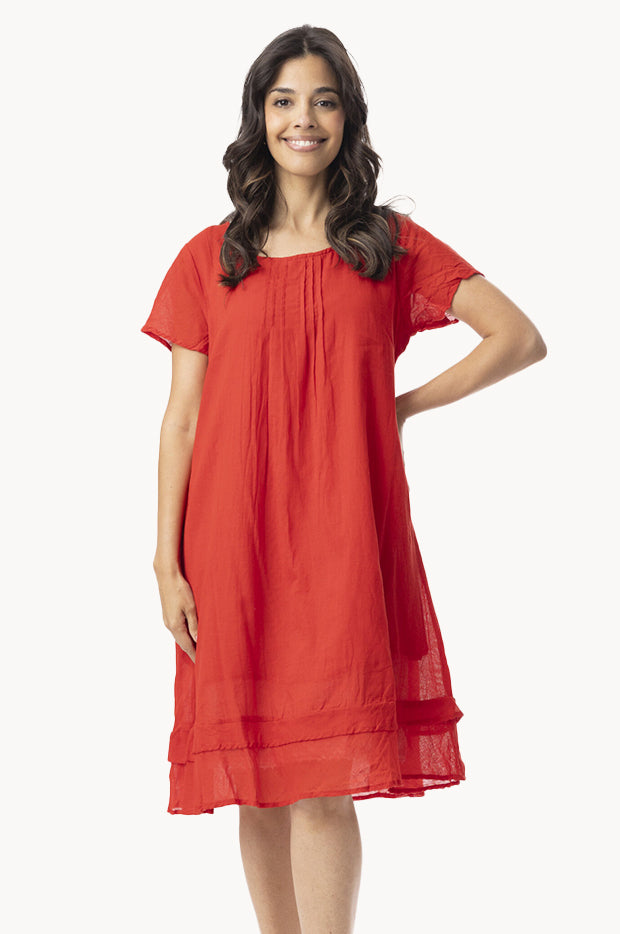 Orientique - Essentials Gauze Frill Hem Dress - Red | Swimwear Galore AU