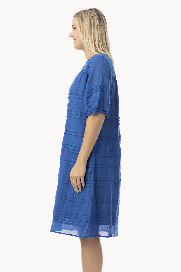 Orientique - Essentials Cotton Gauze Pleated Dress - Blue | Swimwear ...