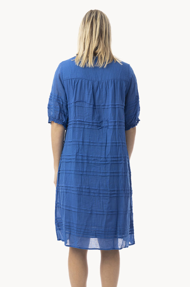 Orientique - Essentials Cotton Gauze Pleated Dress - Blue | Swimwear ...