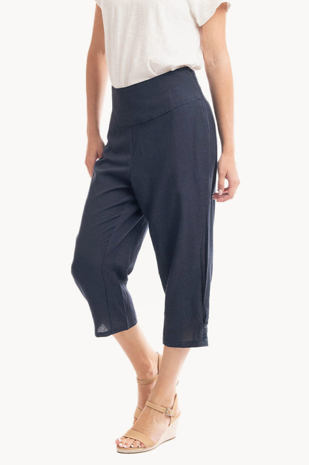 Orientique - Essentials Linen 3/4 Pant - Navy | Swimwear Galore AU