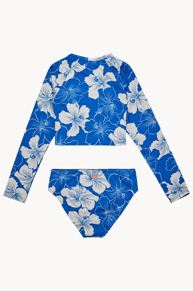 Roxy - Girls Hippy Hibiscus Crop Suntop Set - Cobalt | Swimwear Galore AU