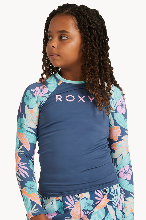 Roxy - Girls Tropical Active Long Sleeve Suntop - Indigo | Swimwear ...