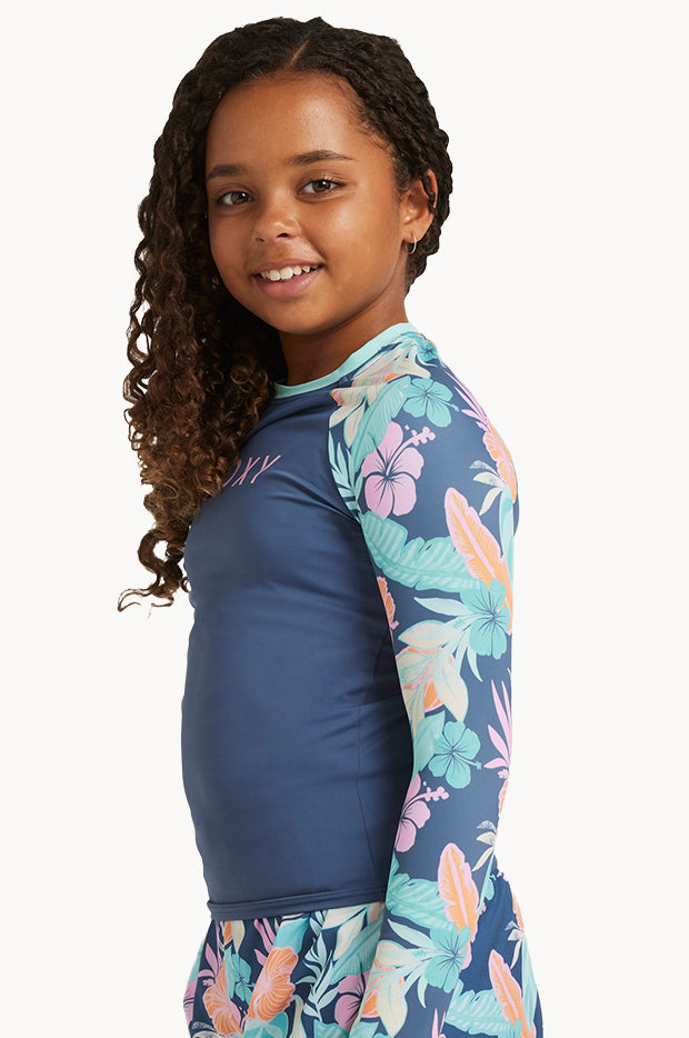Roxy - Girls Tropical Active Long Sleeve Suntop - Indigo | Swimwear ...
